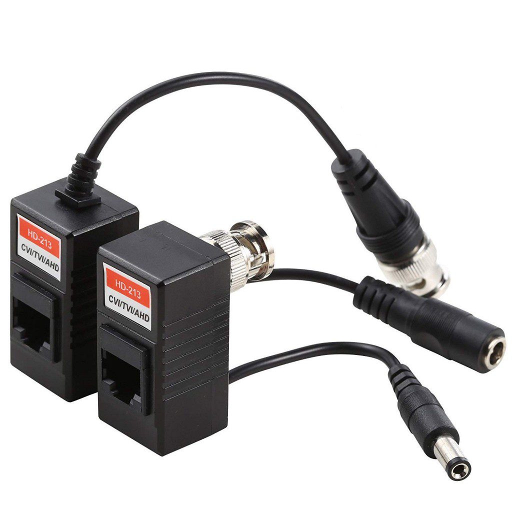1 Pair Coax BNC Video + Power Balun Passive Connector Adaptor for CCTV ...