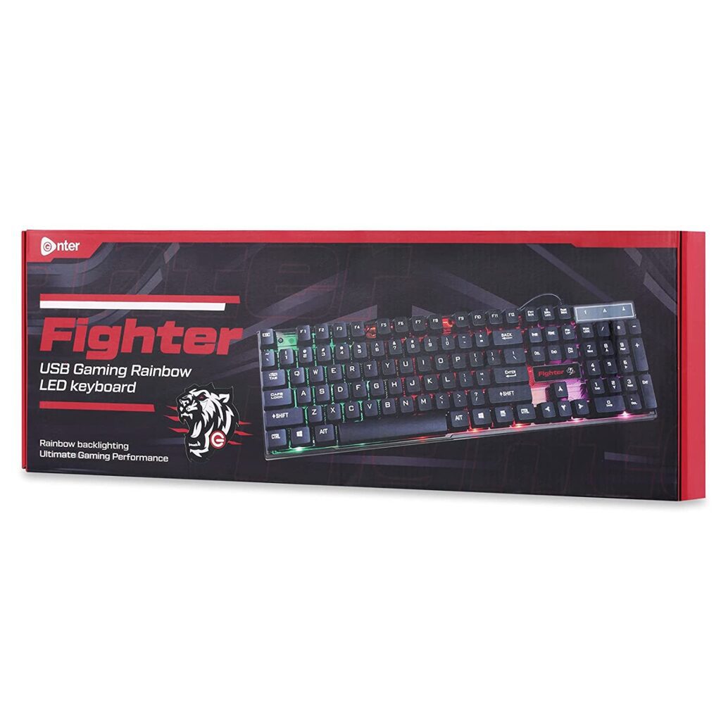 Enter Fighter USB Gaming Keyboard with Rainbow LED Lights, Windows Lock ...