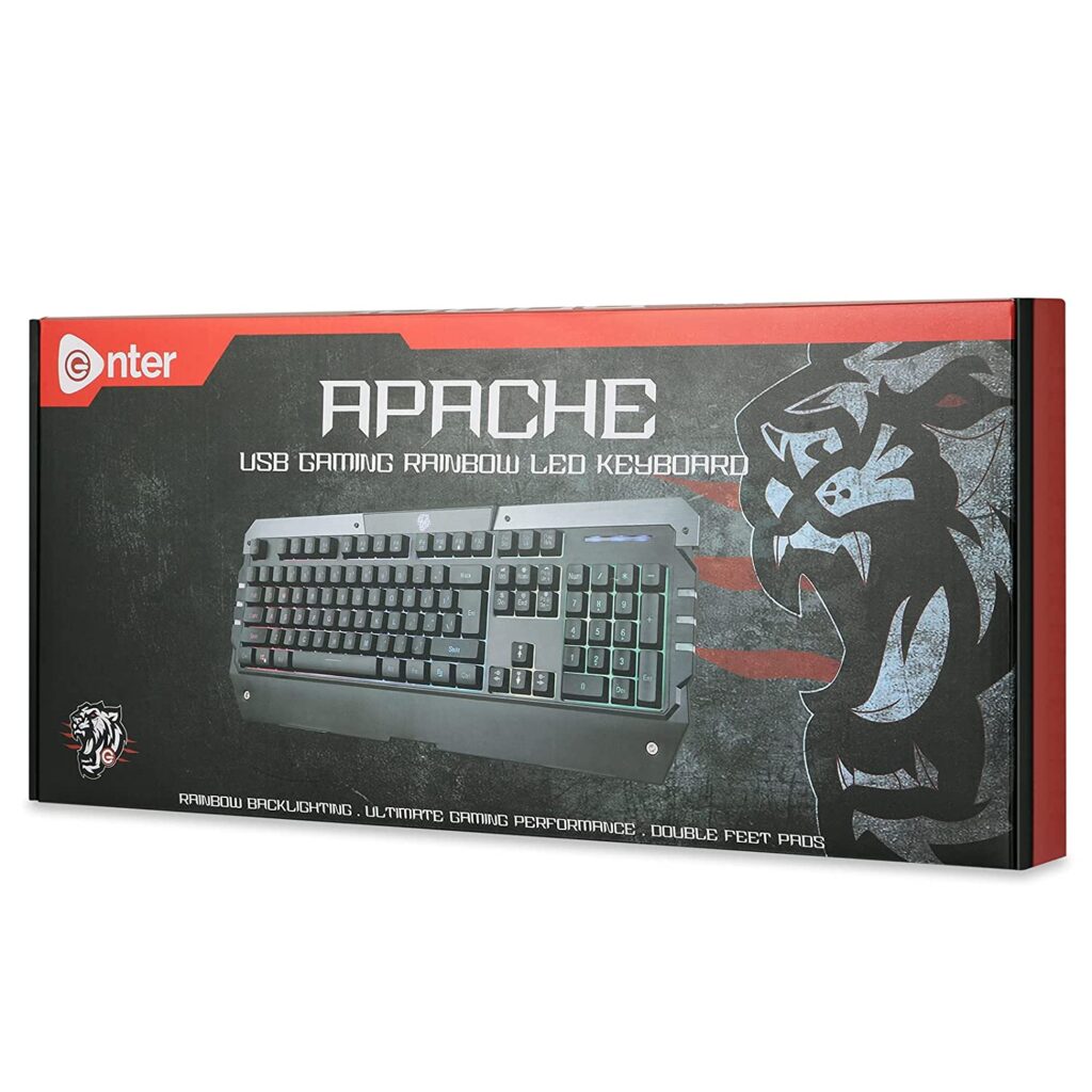 Enter Apache USB Gaming Keyboard with 25 Anti Ghosting Keys, Rainbow ...